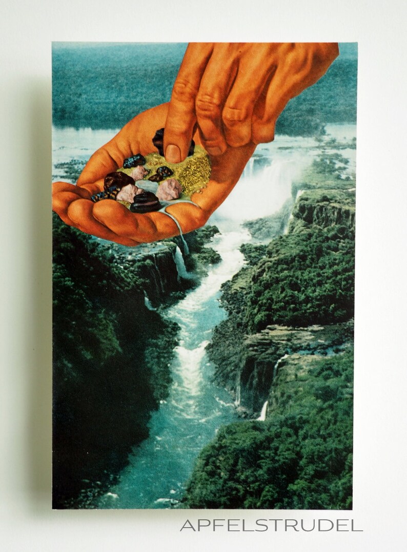 Waterfall Art, Art Collage, Creation, Surreal Art, Retro Art, Nature ...