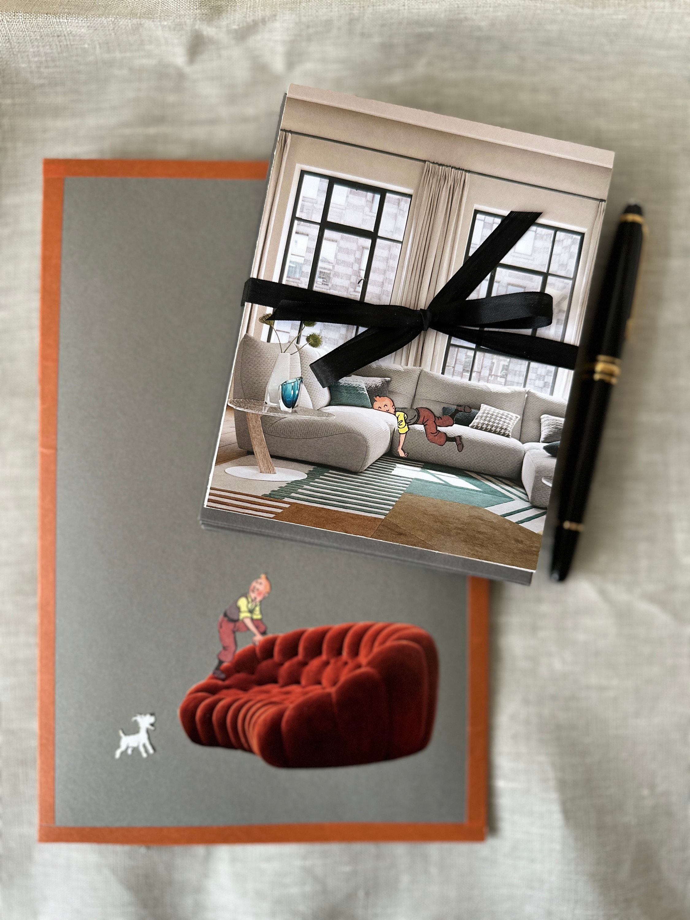 Tintin Goes to Roche Bobois - Pack of 6 Note Cards - Recycled/upcycled ...