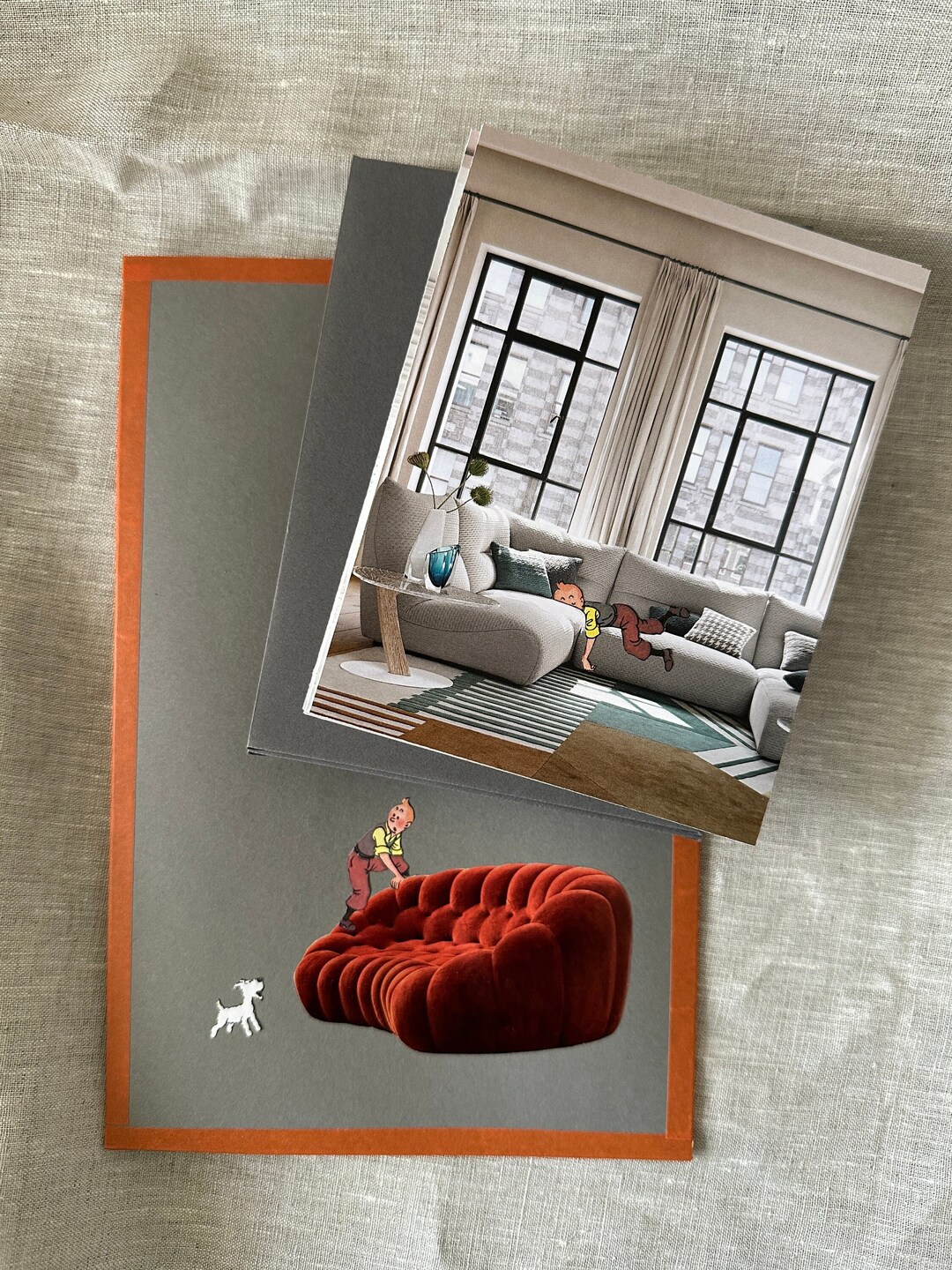 Tintin Goes to Roche Bobois - Pack of 6 Note Cards - Recycled/upcycled ...