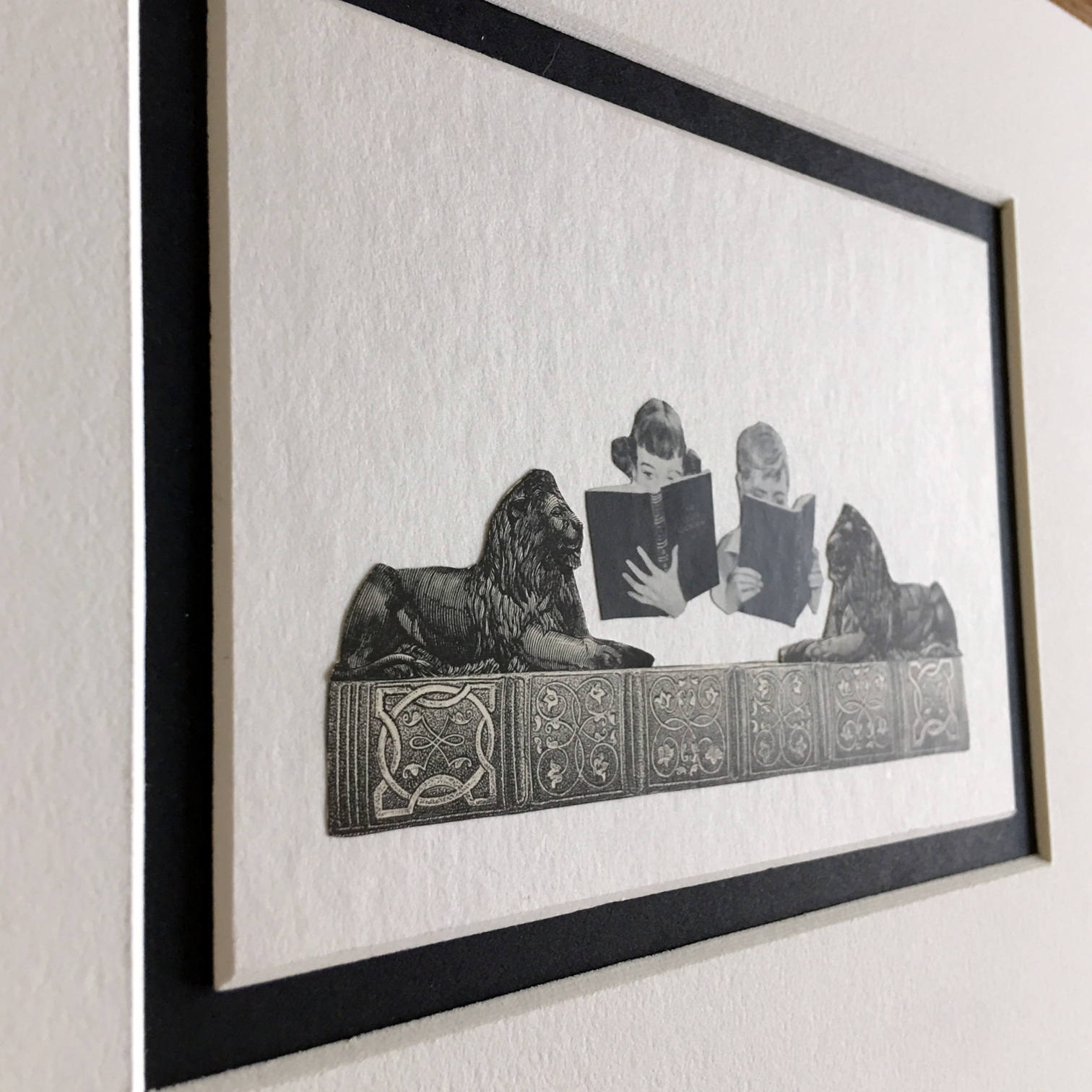 PAPER COLLAGE ARTWORK. Read Between the Lions. 100 Percent Recycled Art ...