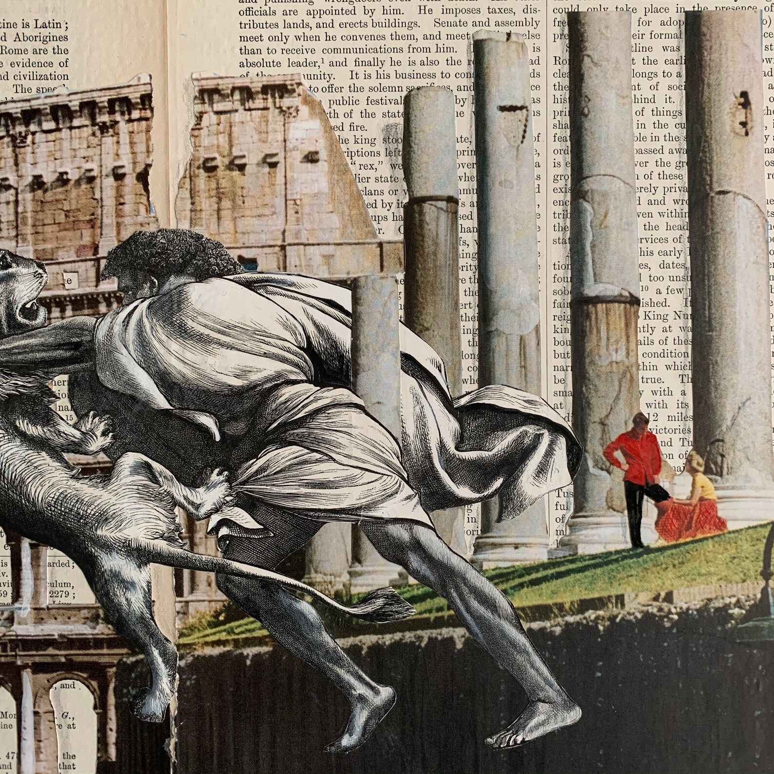 Ancient Rome / Modern Rome Paper Art Collage Italy / Colosseum Man Vs ...
