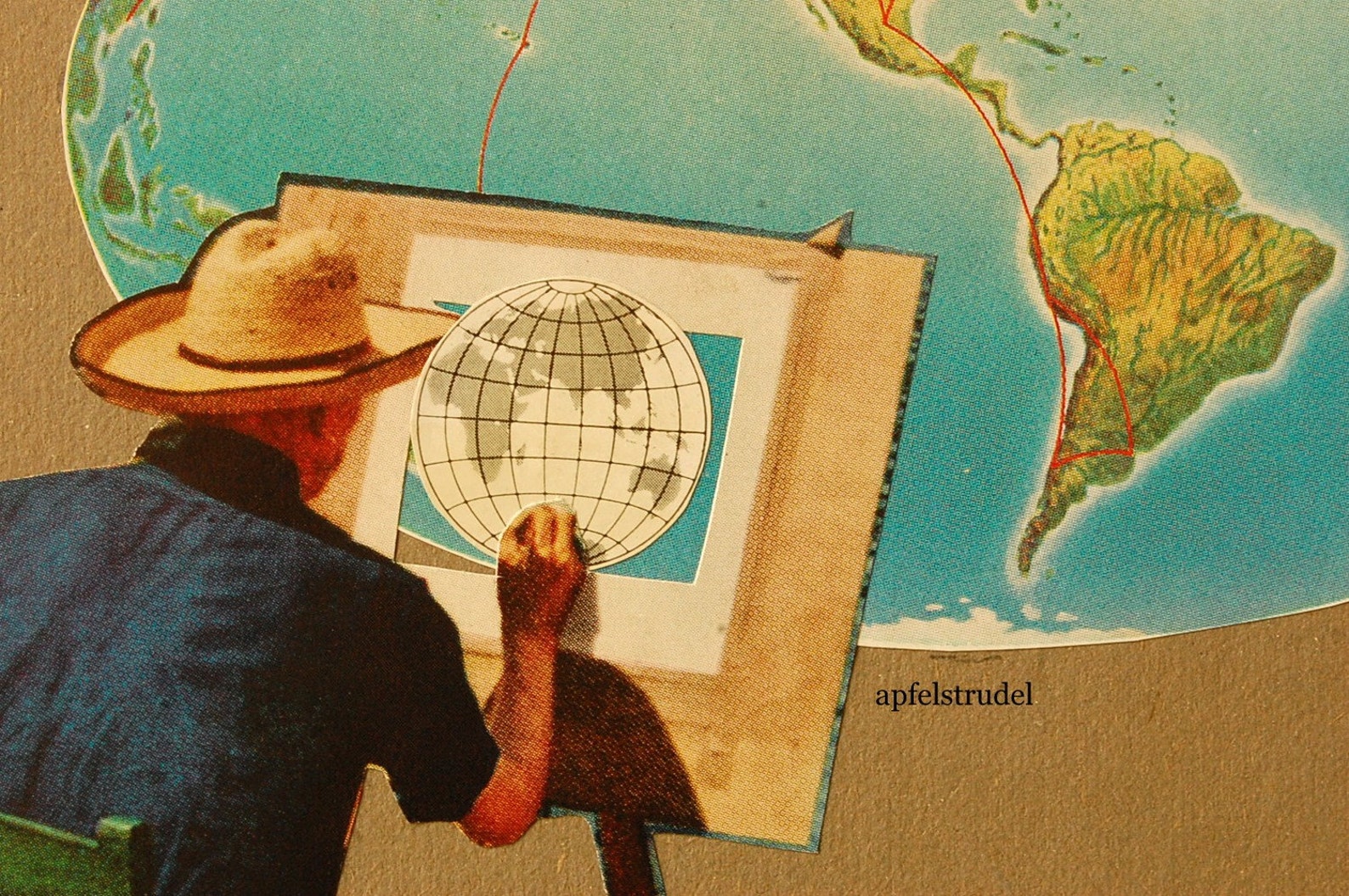 ARTWORK. World Portrait. Mapart Made Using a 1935 Map. - Etsy