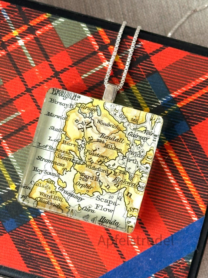 1901 Orkney Map Pendant Necklace – 925 Sterling Silver, Rendall ...