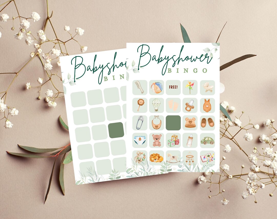 Baby Bingo GREEN Baby Shower Game printable Bingo Cardsinstant Download ...