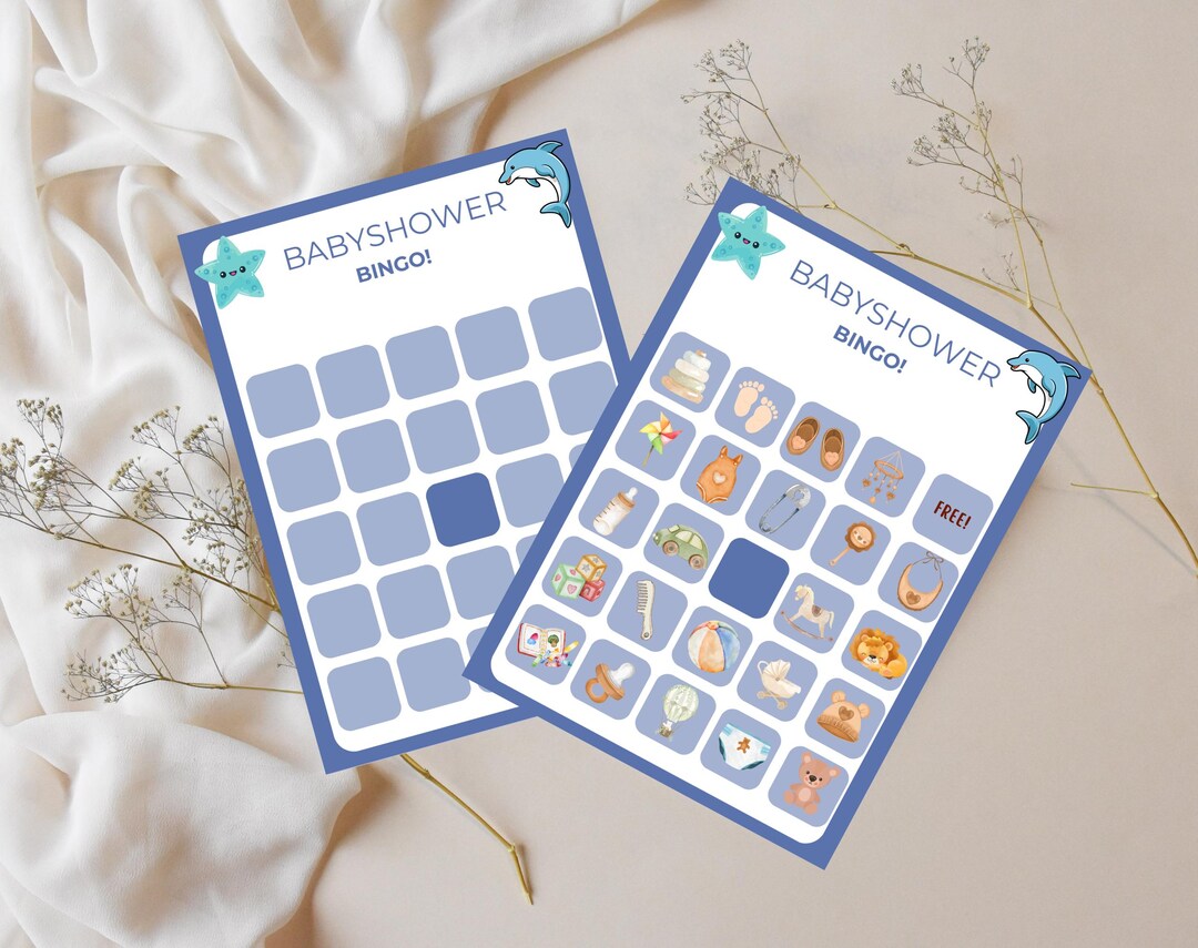 Baby Bingodark Blue Baby Shower Game printable Bingo Cardsinstant ...