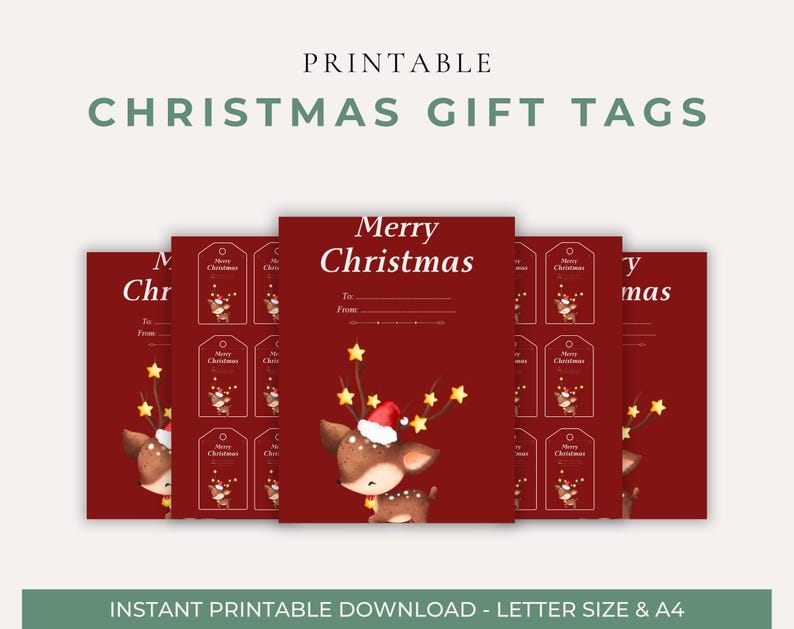 Printable Red Gold Christmas Gift Tags DIY Christmas Tags Christmas ...