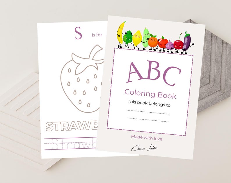 Printable ABC Alphabet Book Baby First ABC Book Fruit Kids Coloring ...