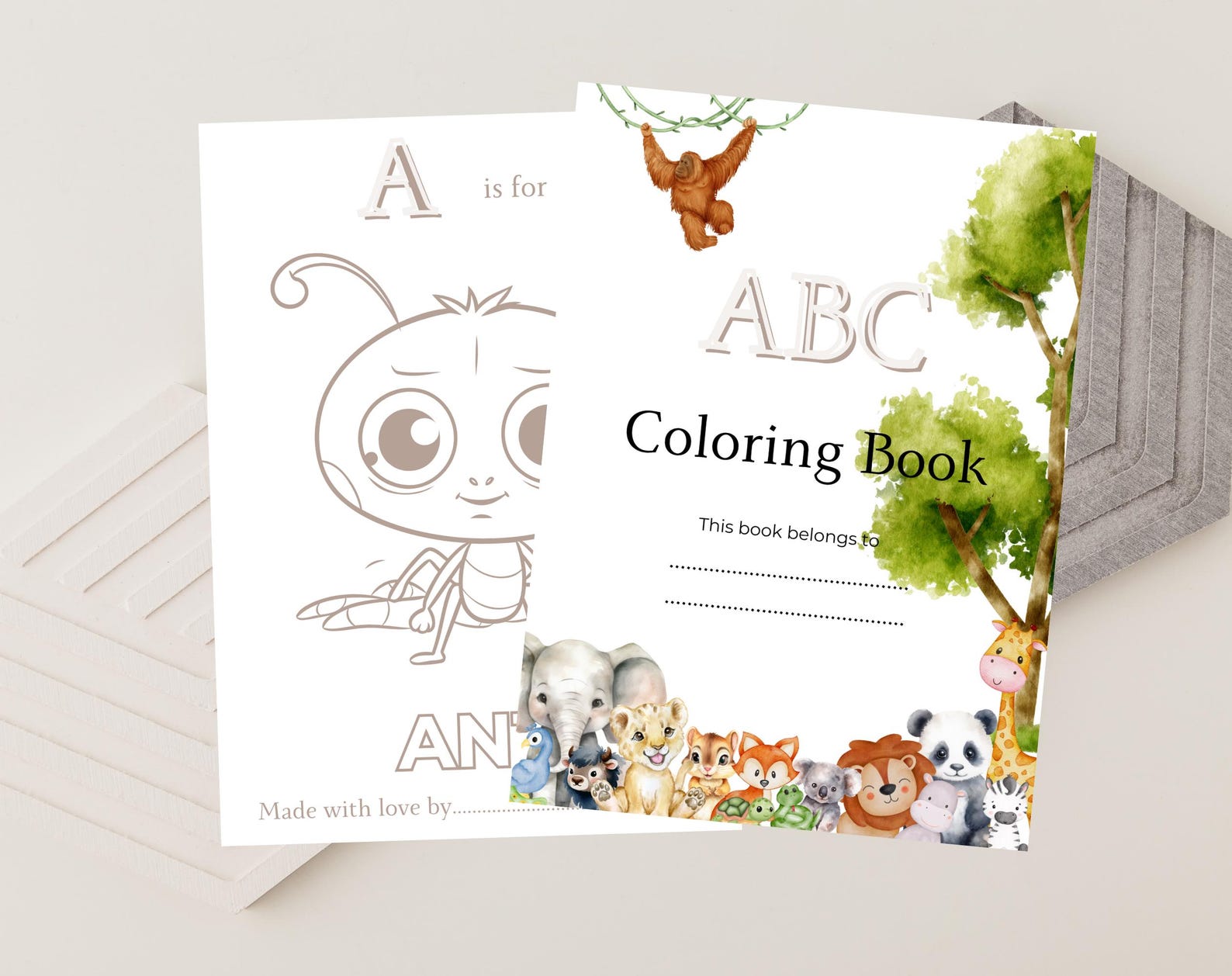 Printable ABC Alphabet Book Baby First ABC Book Preschool Kids Coloring ...