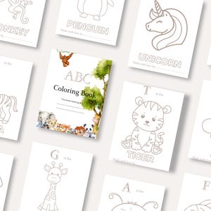 Printable ABC Alphabet Book Baby First ABC Book Preschool Kids Coloring ...