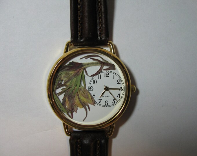 Amulet, Womens Watch, Leather Wrist Watch With Pressed Flowers and ...