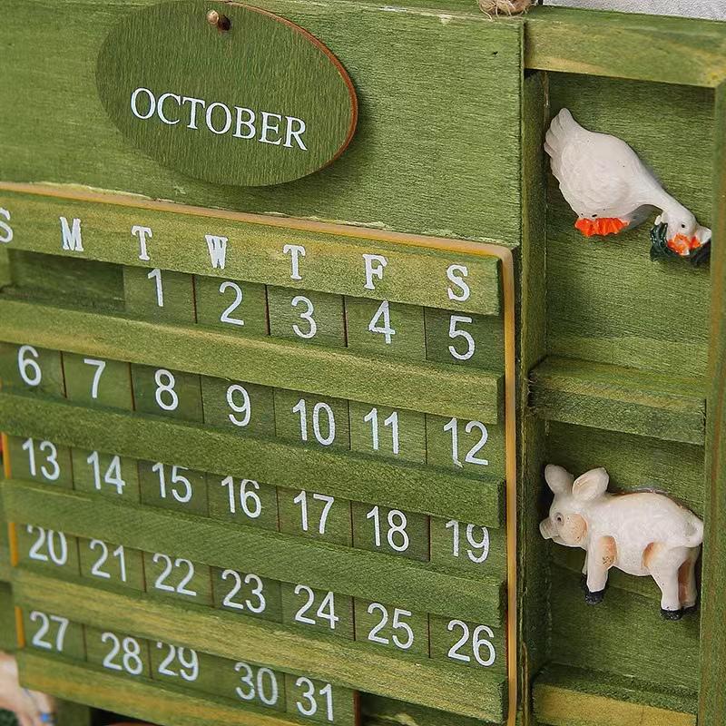 Cute Pet Farm Theme Perpetual Calendar.retro Pastoral Style Handmade ...