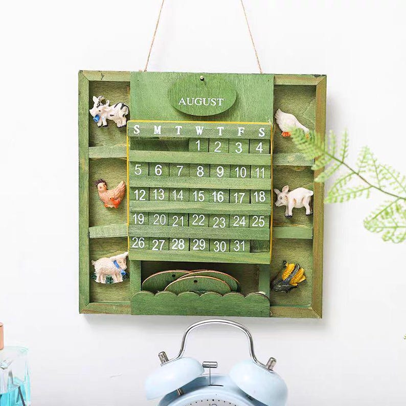 Cute Pet Farm Theme Perpetual Calendar.retro Pastoral Style Handmade ...