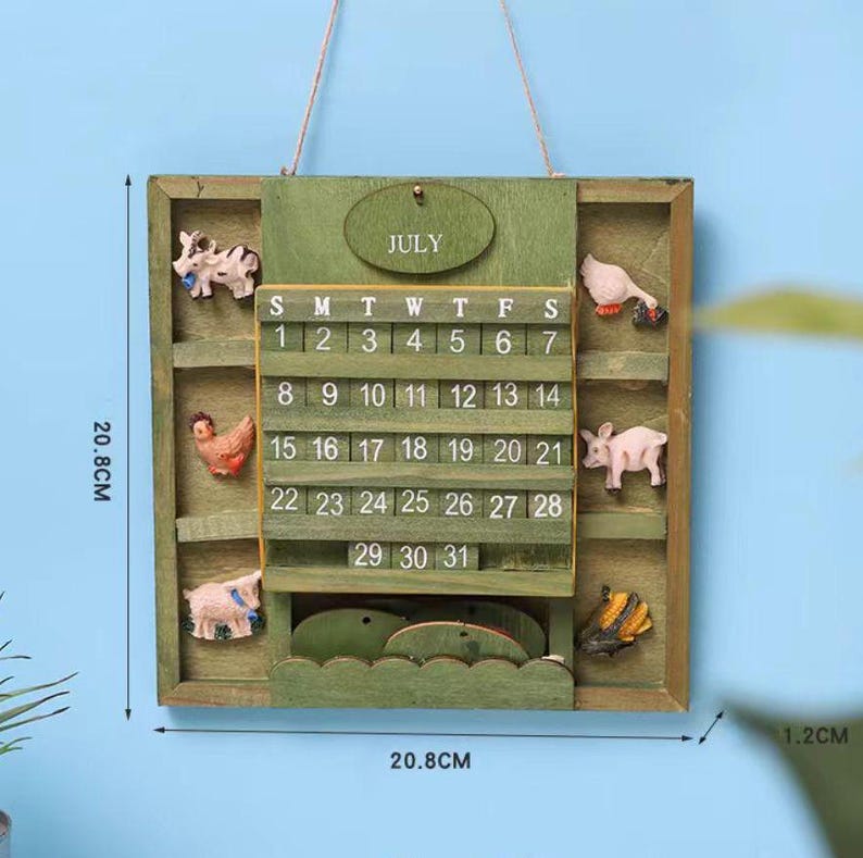 Cute Pet Farm Theme Perpetual Calendar.retro Pastoral Style Handmade ...