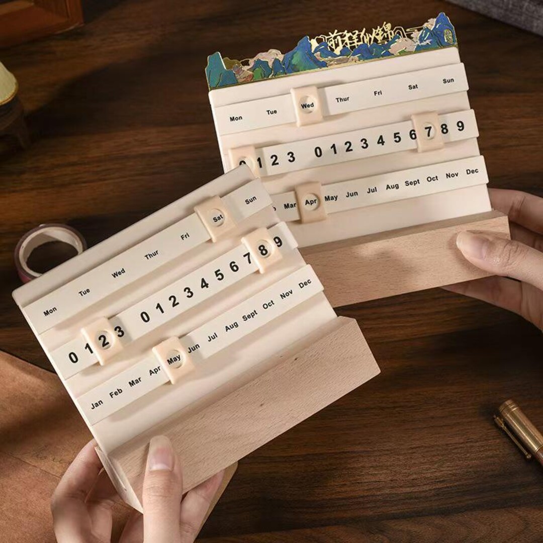 2025 Wooden Perpetual Calendar Slider Perpetual Calendar Creative ...