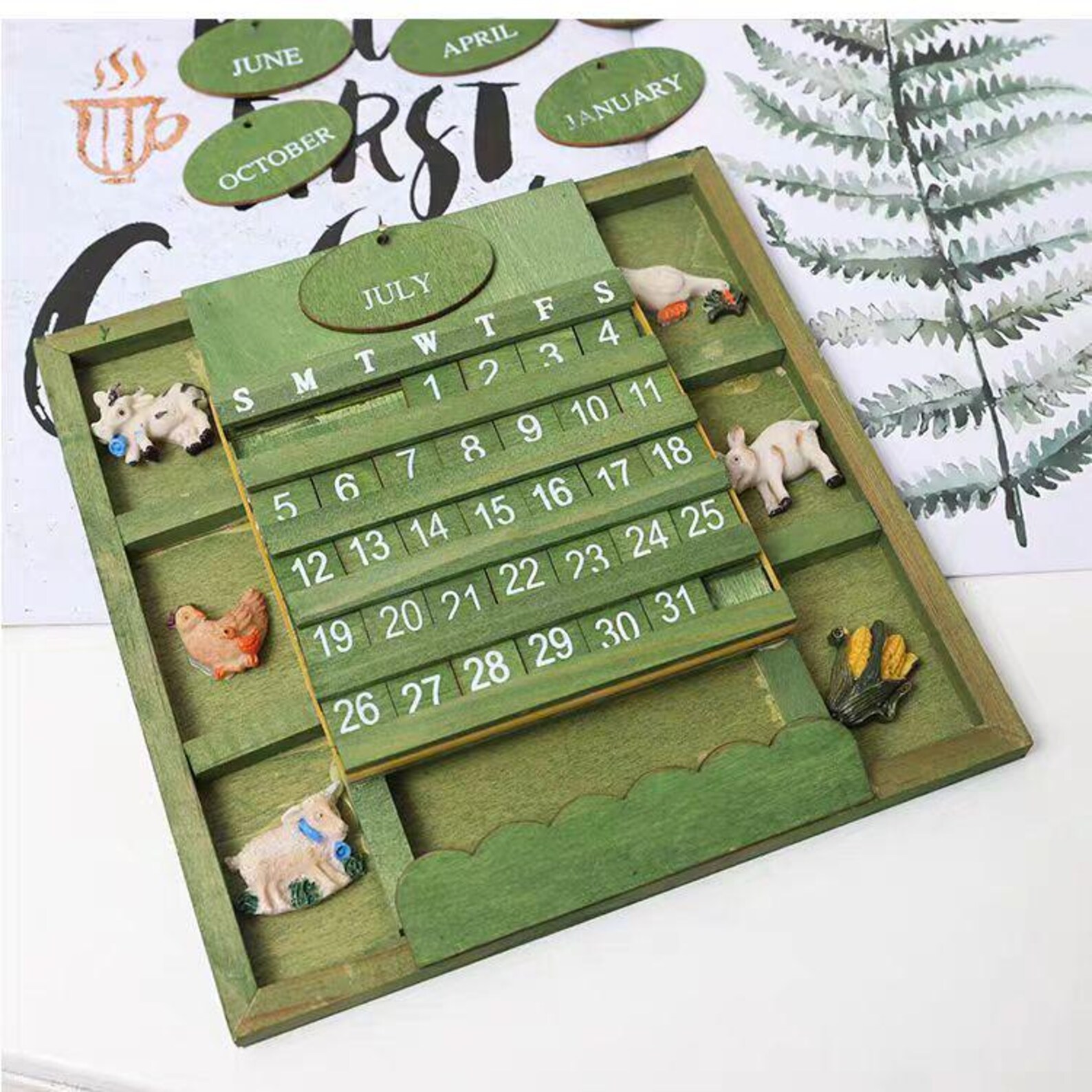 Cute Pet Farm Theme Perpetual Calendar.retro Pastoral Style Handmade ...