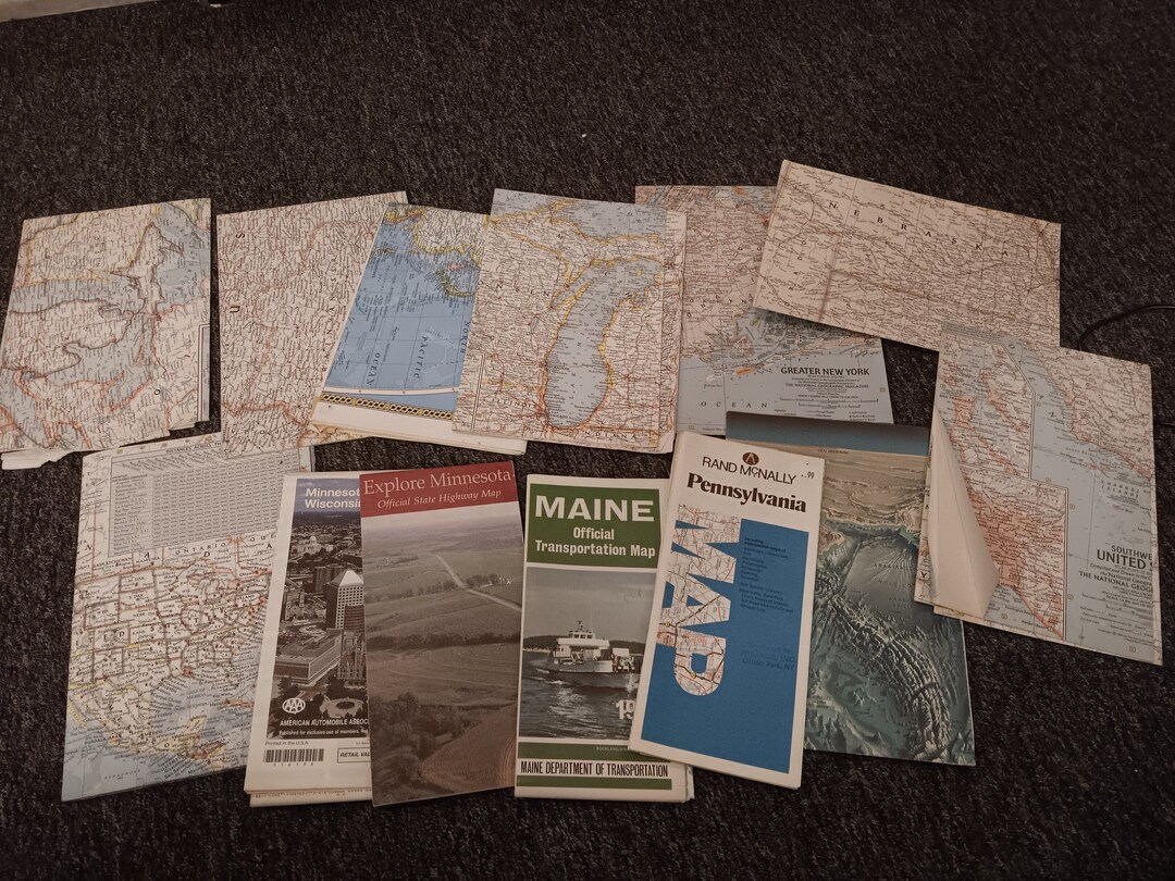 One Dozen Old Maps, Destash - State Road Maps and World National ...