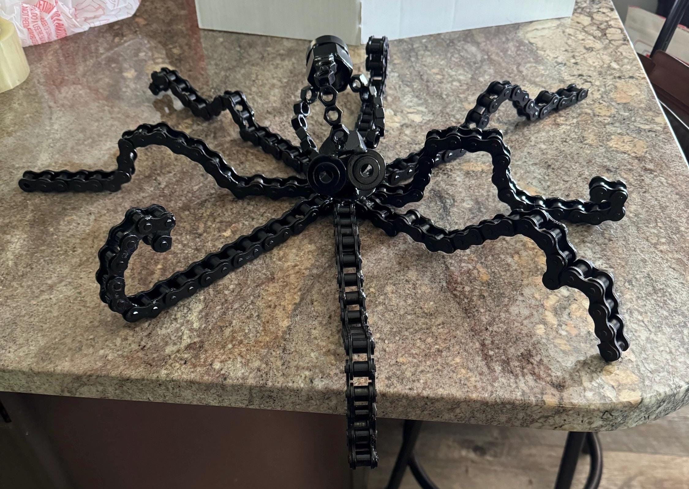 Welded Metal Chain Octopus Sculpture - Etsy