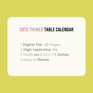 2025 Cats Table Calendar Printable 5.5 X 7.8 Inches Cute Cat Lover Gift ...