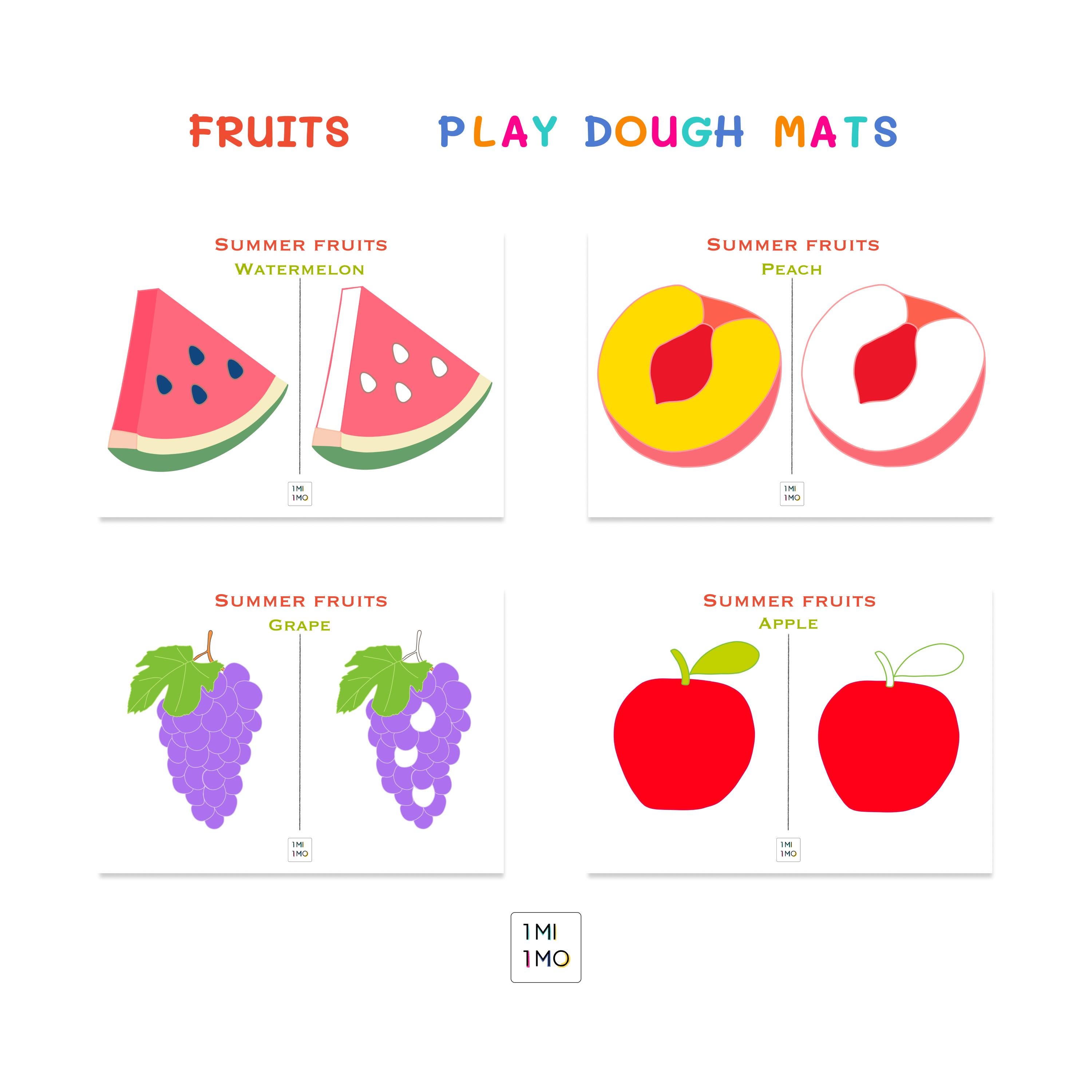 Play Doh Summertime Play Dough Mats Fruits Kindergarten Activity Sheets ...