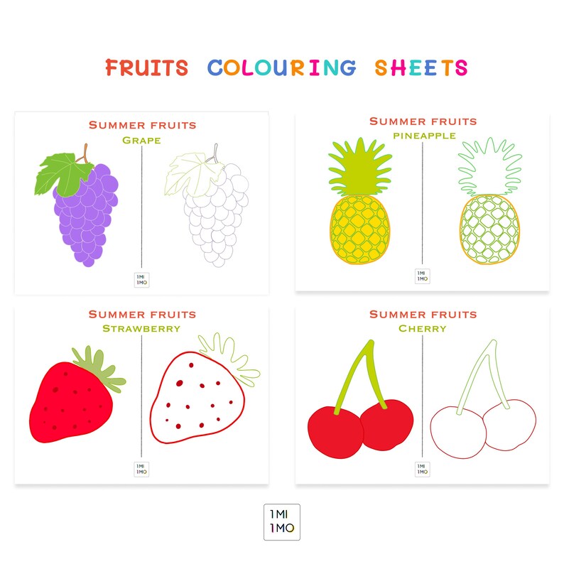 Summertime Fruit Coloring Pages for Kids Toddlers Preschoolers Coloring ...