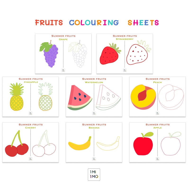 Summertime Fruit Coloring Pages for Kids, Toddlers, Preschoolers ...