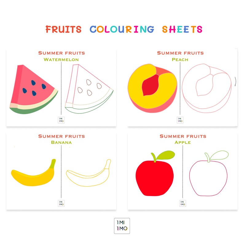 Summertime Fruit Coloring Pages for Kids, Toddlers, Preschoolers ...