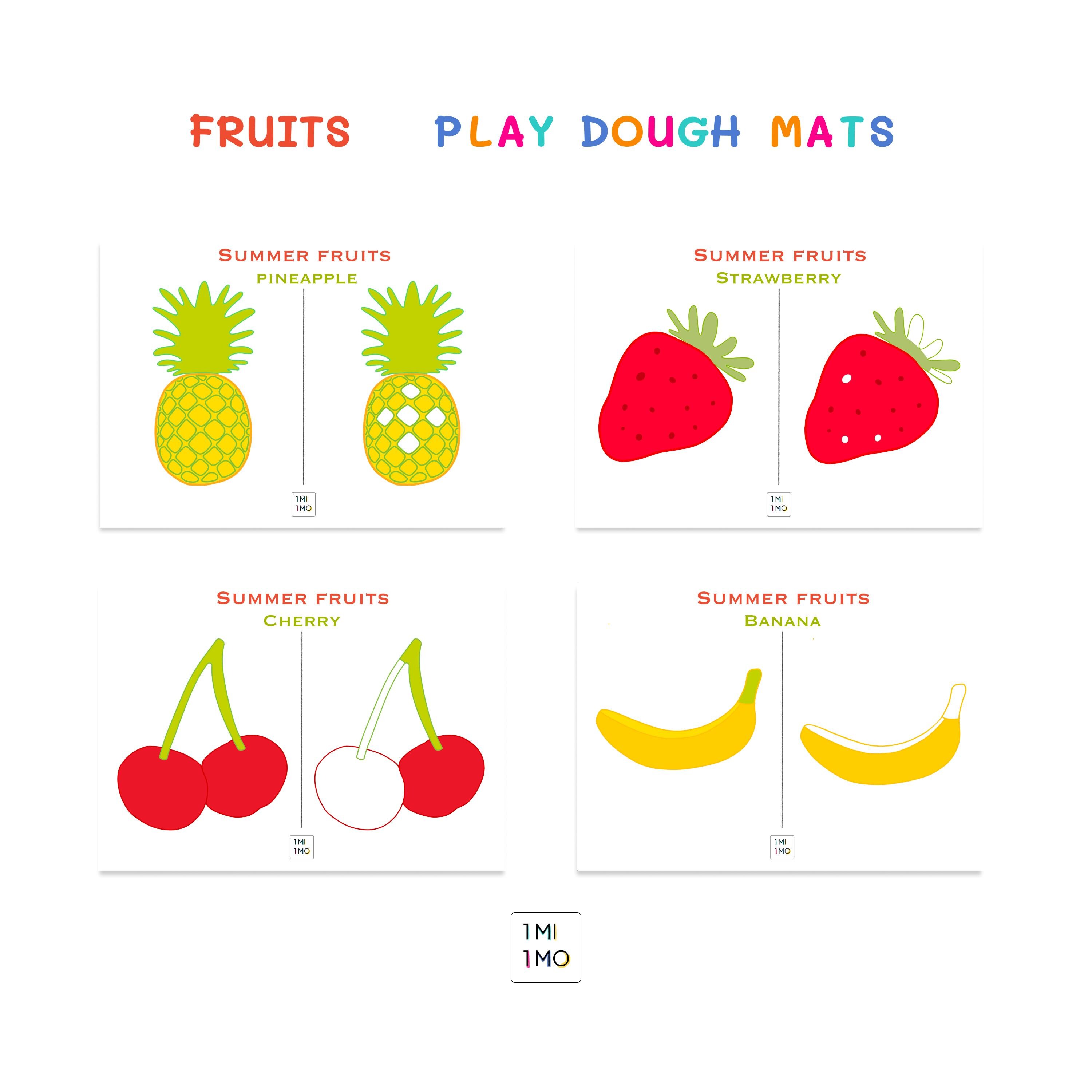 Play Doh Summertime Play Dough Mats Fruits Kindergarten Activity Sheets ...