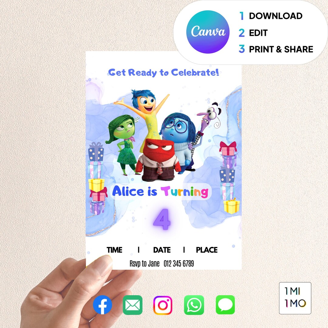 Editable Inside Out Birthday Digital Birthday Invitation Customizable ...