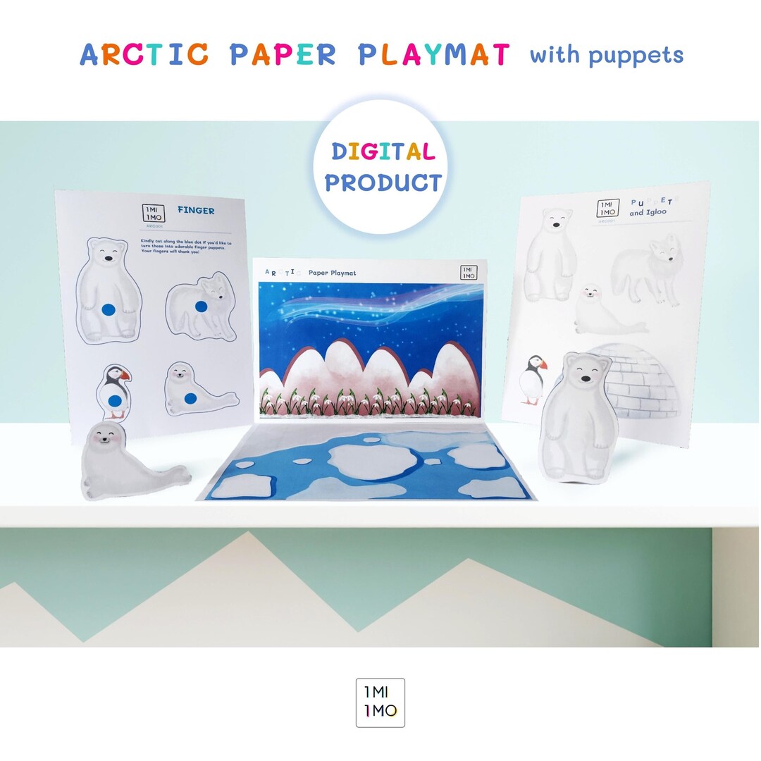Christmas Activity Playmat Paper Playmat Arctic Animal Puppets ...