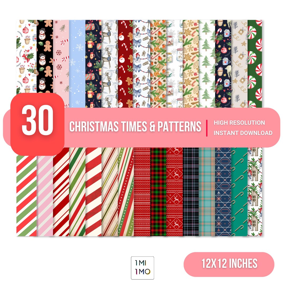 30 Christmas Paper Designs Festive Papers Traditional and Woodland ...