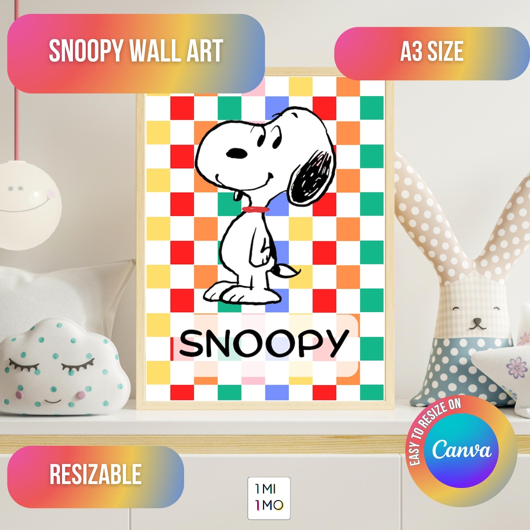 Snoopy Wall Art Printable Kids Room Decor Gift for Kids, Peanuts Fans ...