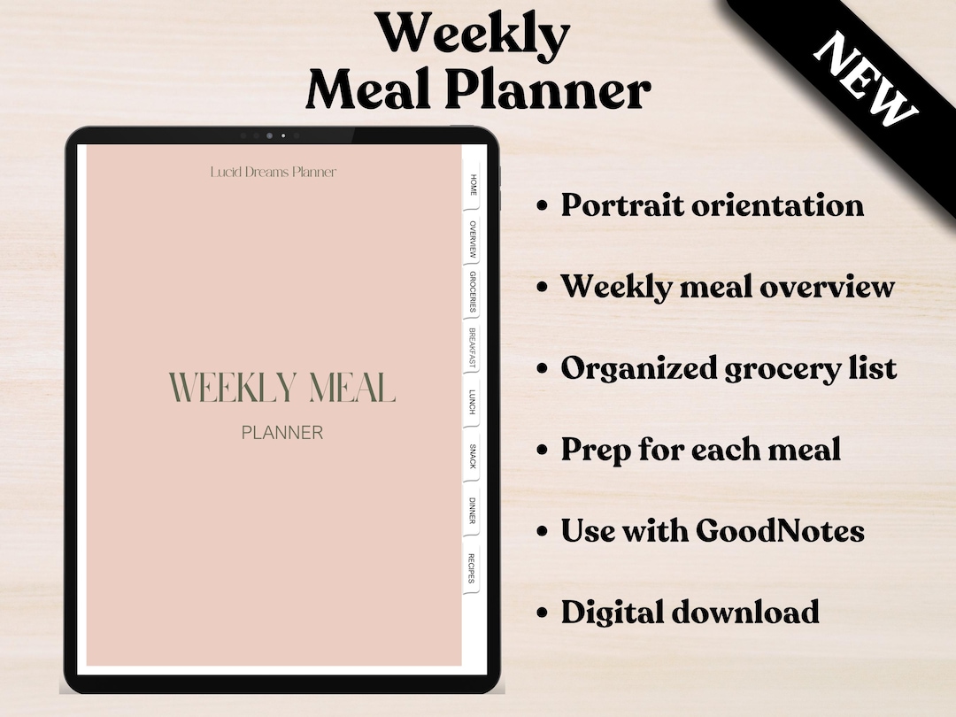 Weekly Meal Planner: Digital iPad Portrait, Goodnotes (PDF Download) - Etsy