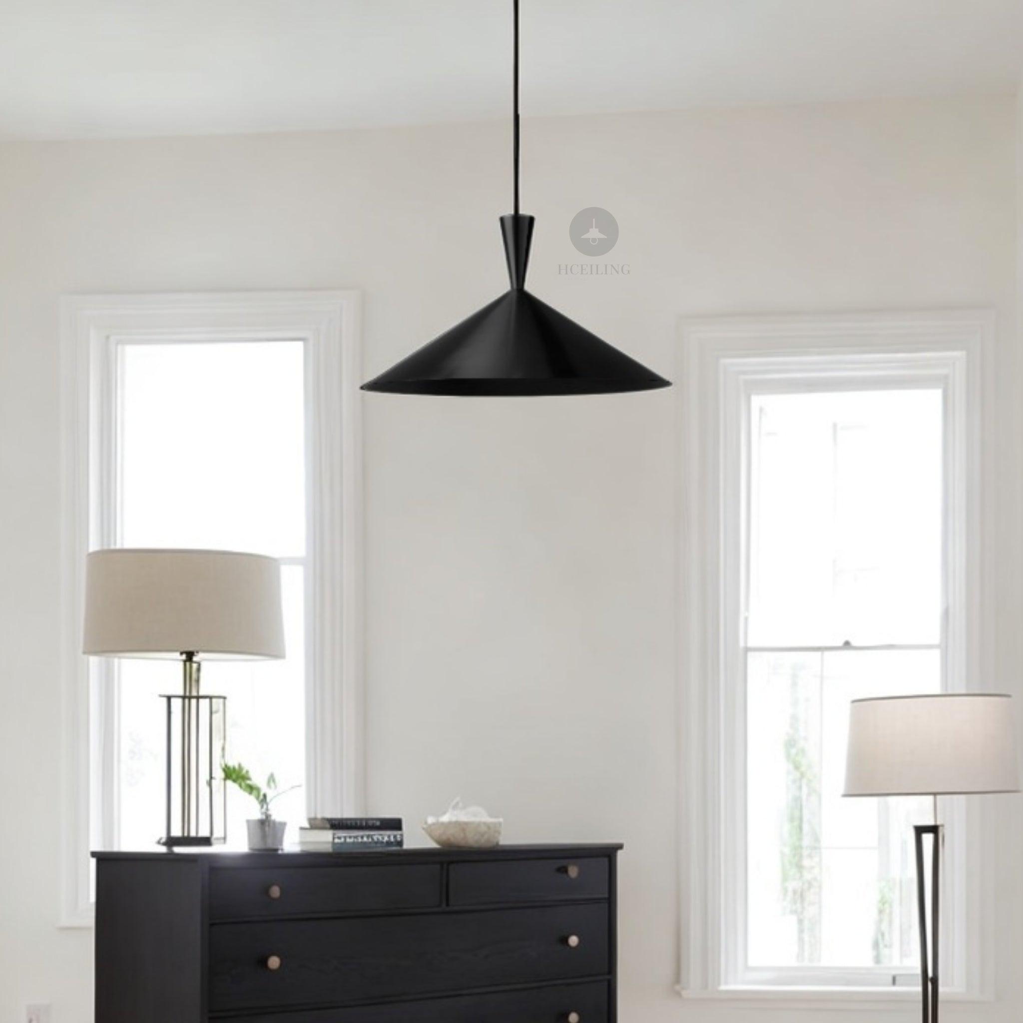 Black Cone Pendant Light, Hanging Light, Cone Pendant Lamp, Cone Shade ...