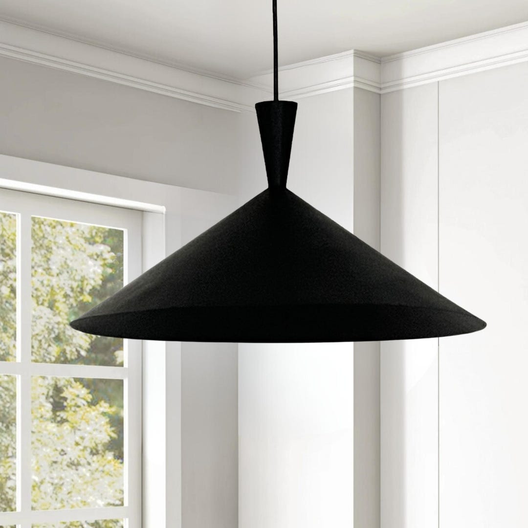 Black Cone Pendant Light, Hanging Light, Cone Pendant Lamp, Cone Shade ...