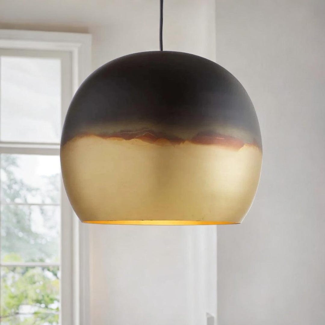 Dome Pendant Light, Brass Dome Light, Industrial Dome Fixture, Dome ...