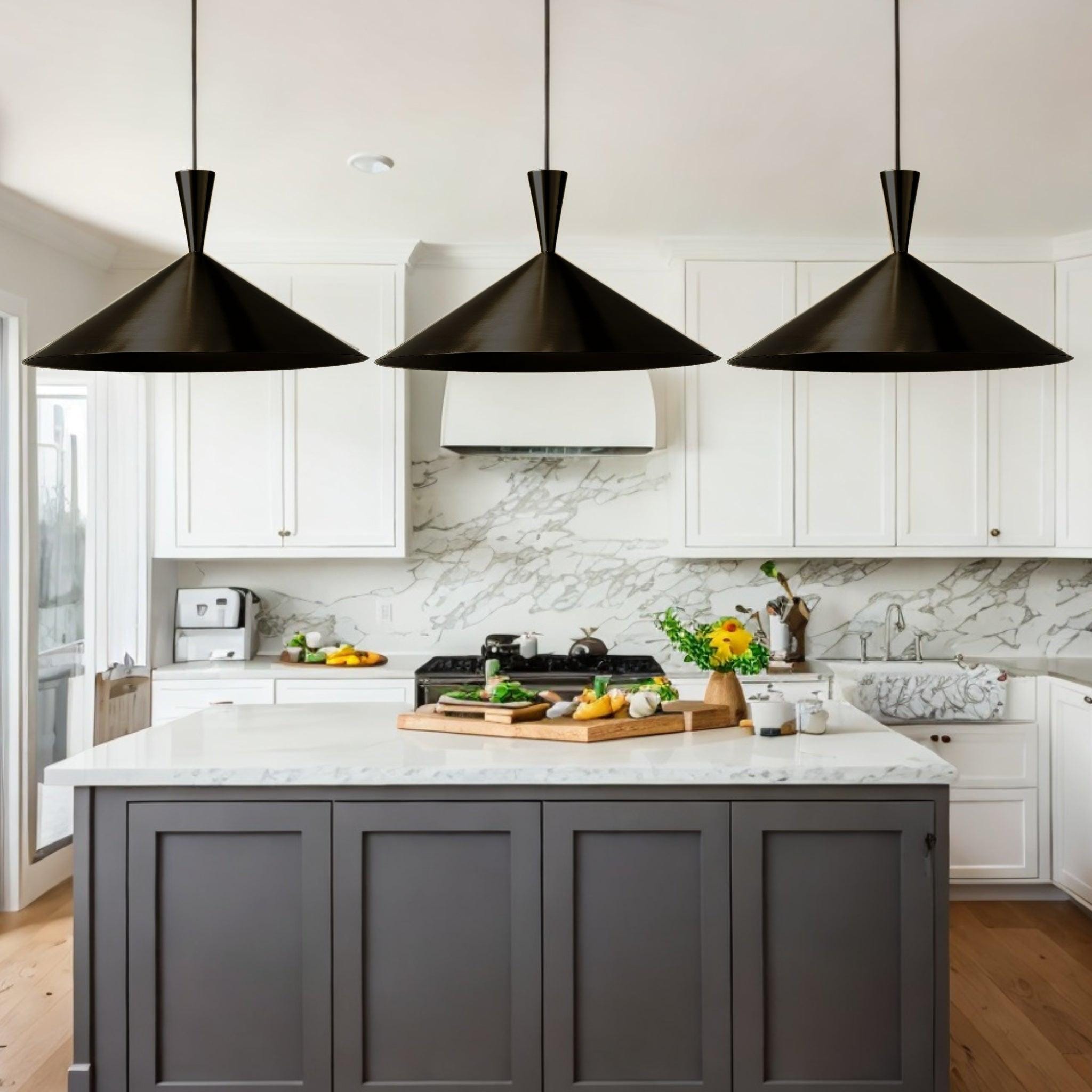 Black Cone Pendant Light, Hanging Light, Cone Pendant Lamp, Cone Shade ...