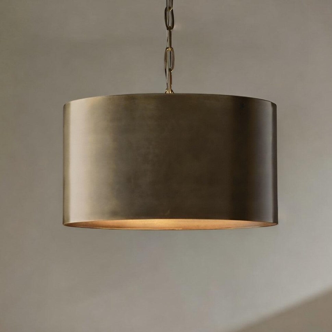 Drum Brushed Pendant Light, Bronze Drum Shade Pendant Lighting, Drum ...