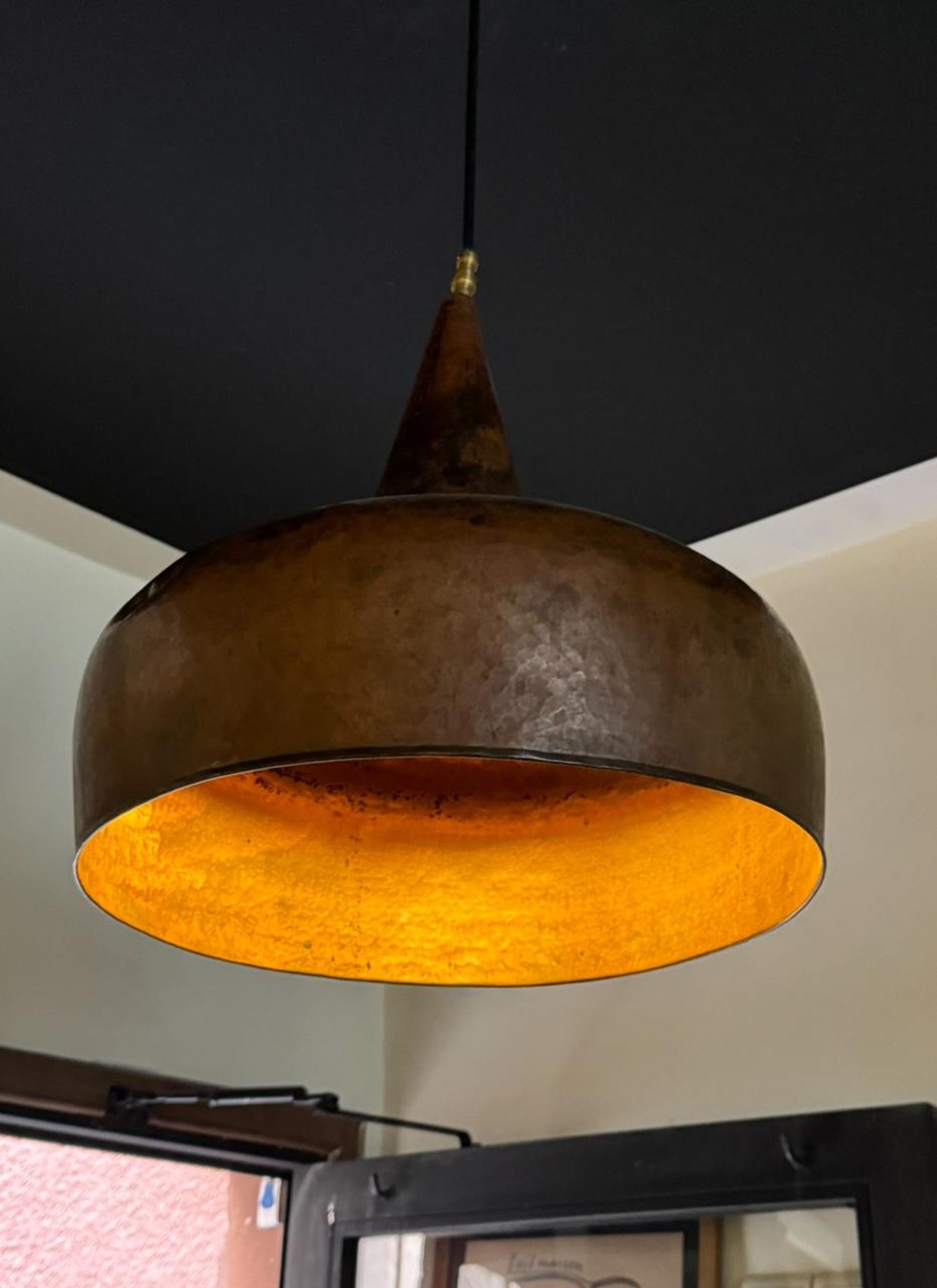 Copper Patina Pendant Light, Rustic Hanging Light Fixture, Vintage ...