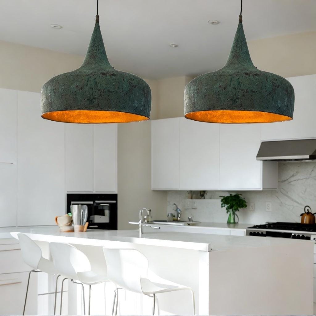 Green Patina Pendant Light, Hanging Light Fixture, Patina Lighting ...