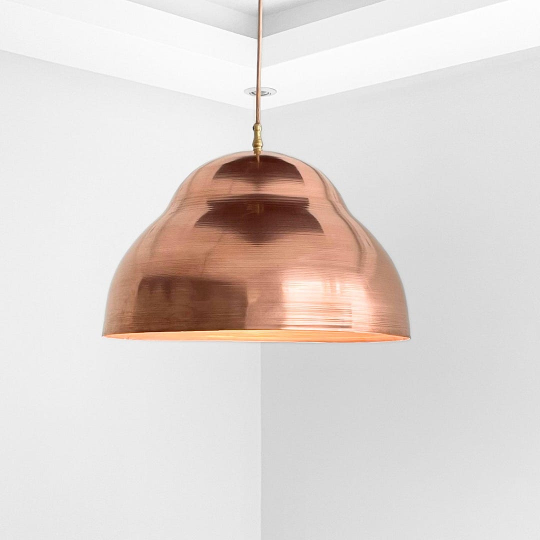 Copper Pendant Light, Hanging Ceiling Light Fixture, Brushed Dome ...