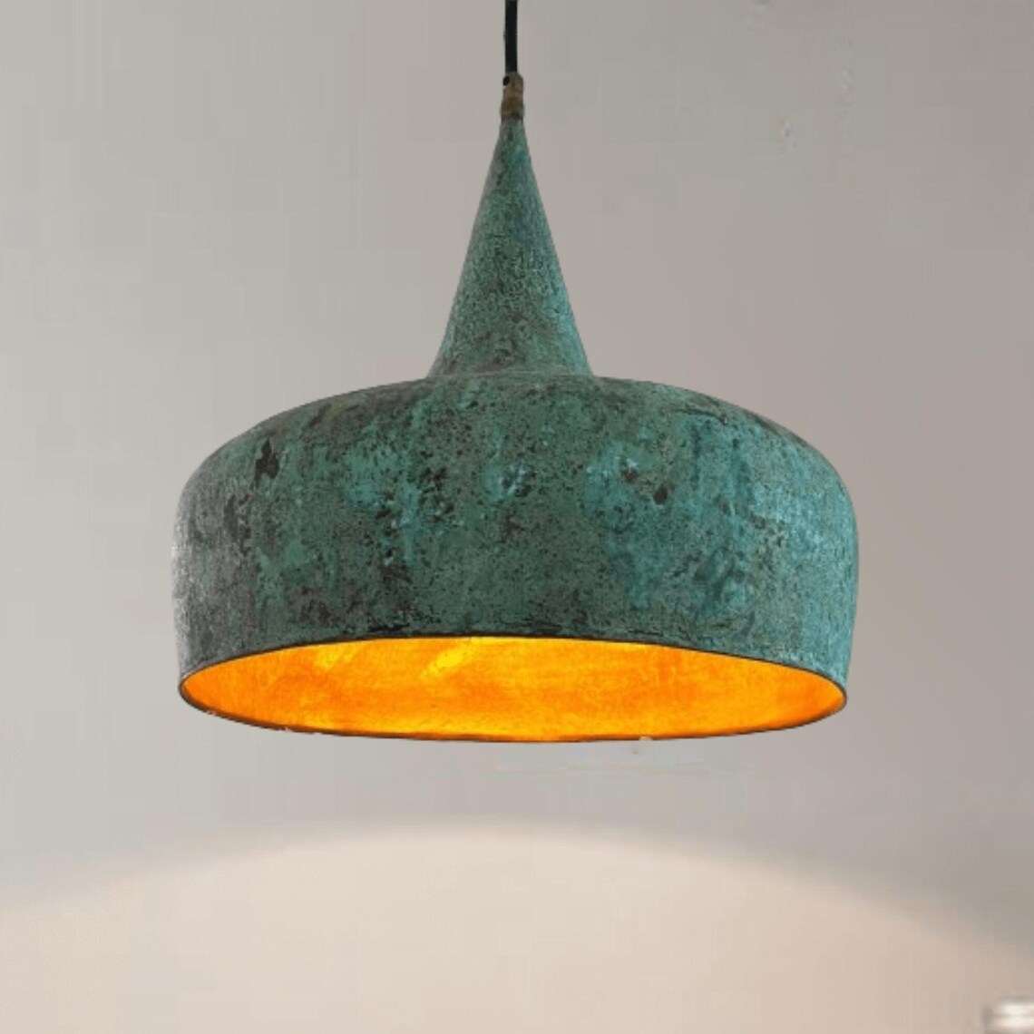 Green Patina Pendant Light, Hanging Light Fixture, Patina Lighting ...