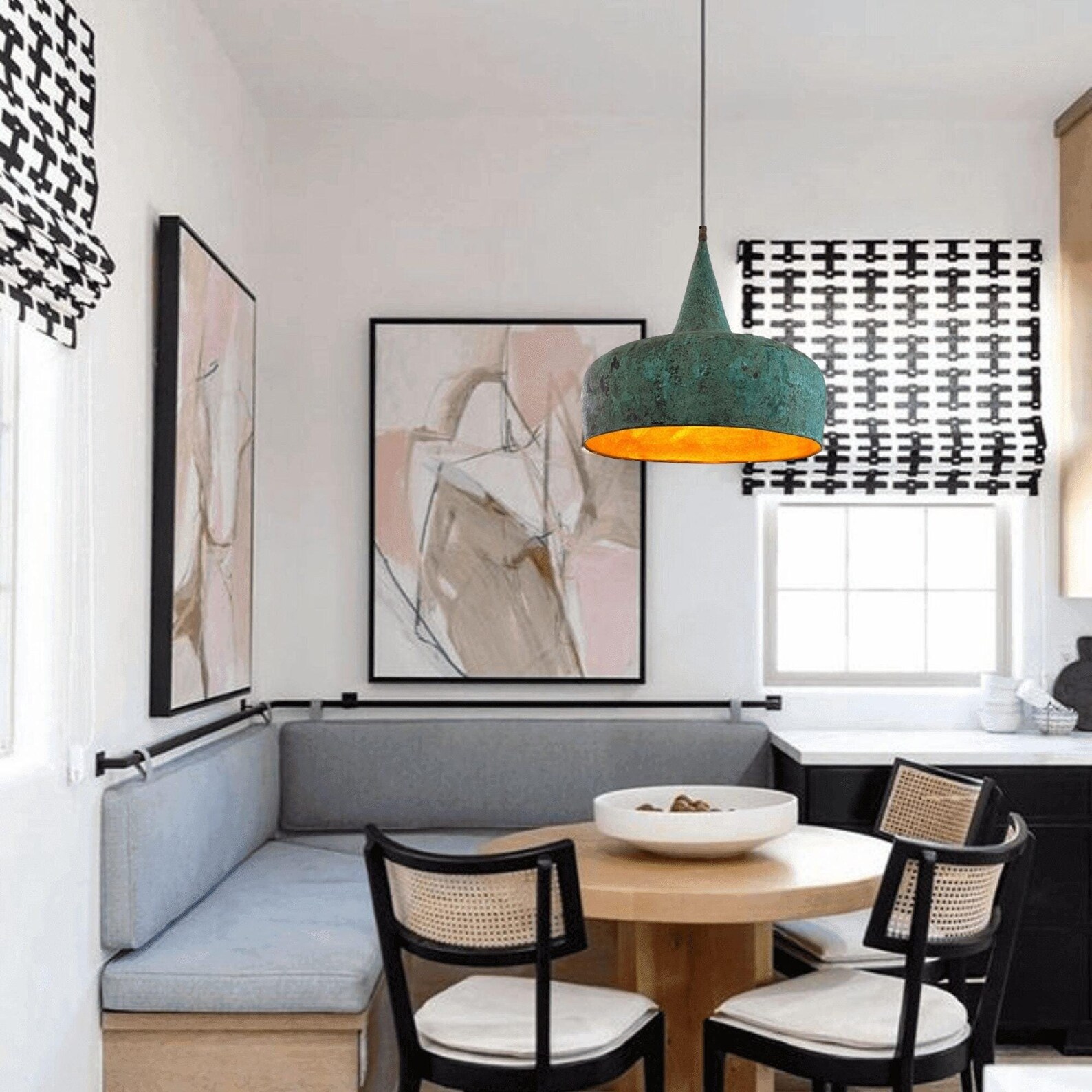 Green Patina Pendant Light, Hanging Light Fixture, Patina Lighting ...