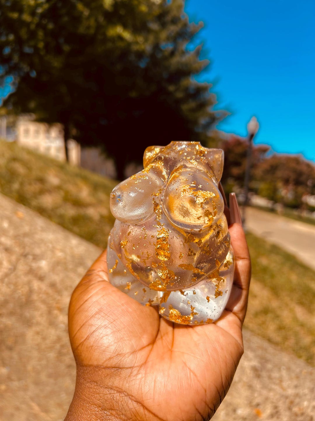 Plus Sized Fat Body Positive Resin Body Sculpture Clear Gold Foil - Etsy