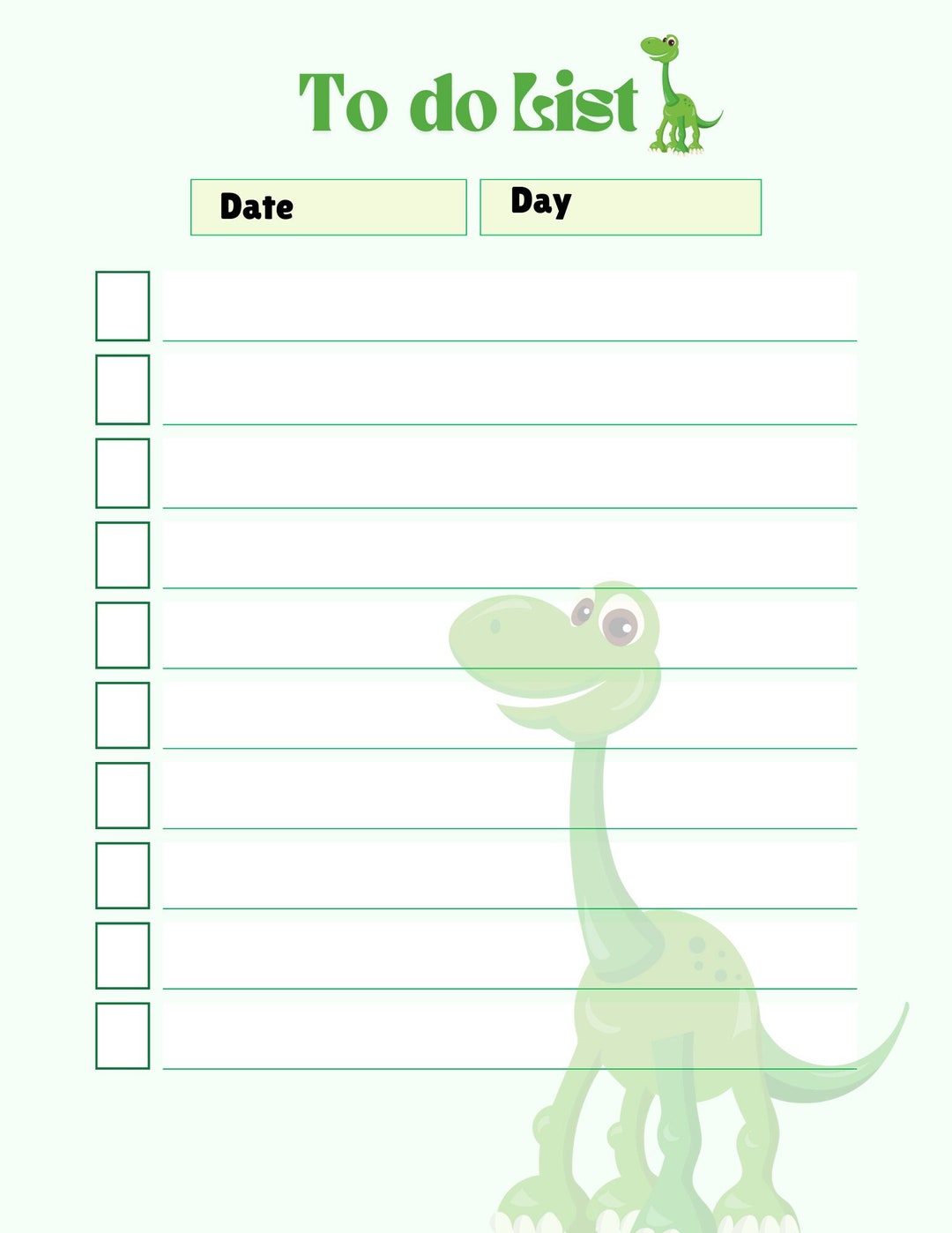 Dinosaur to Do List Printable - Etsy