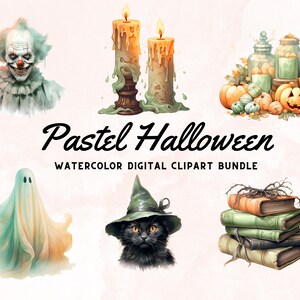 Pastel Green Halloween Clipart Digital Download Spooky Cute Designs for ...
