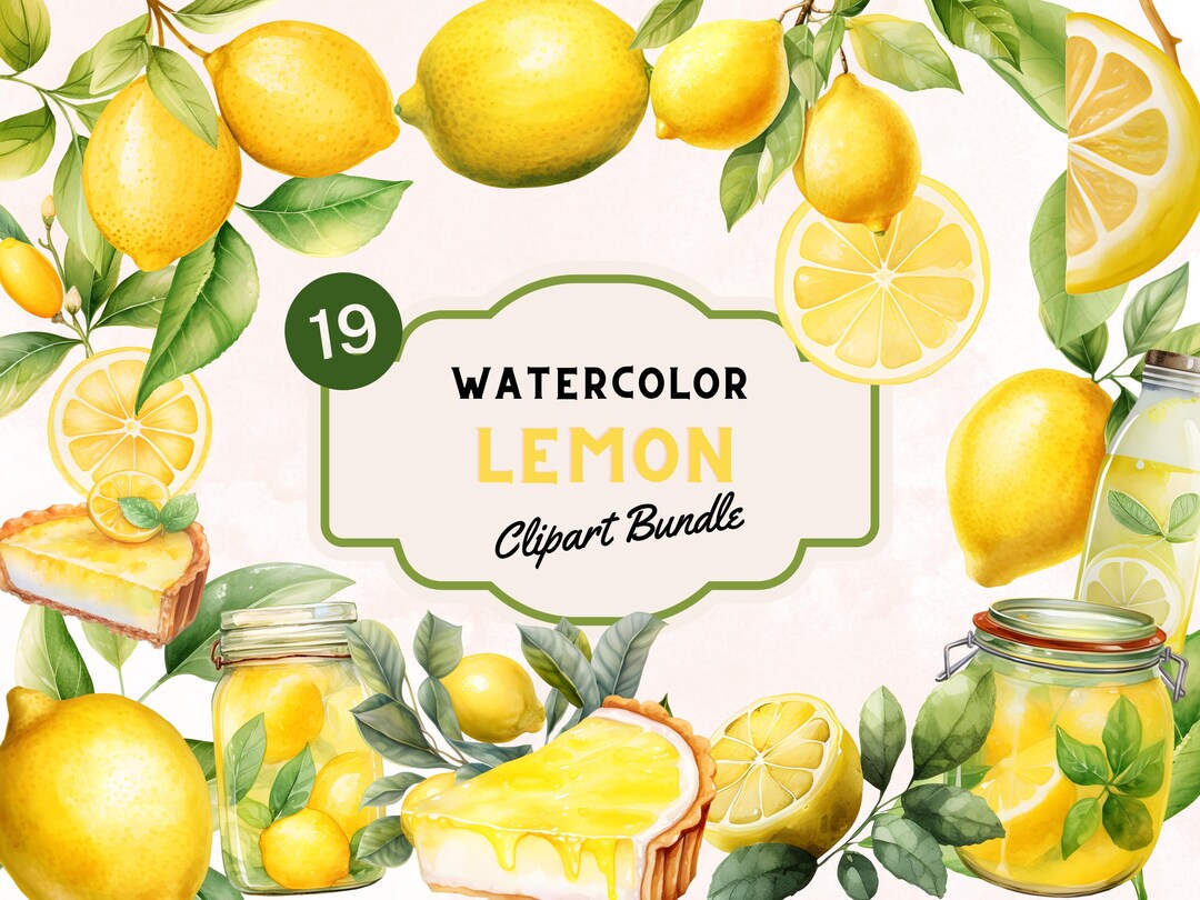 Watercolor Lemon Clipart Citrus Clipart Watercolor Lemons PNG Lemon ...
