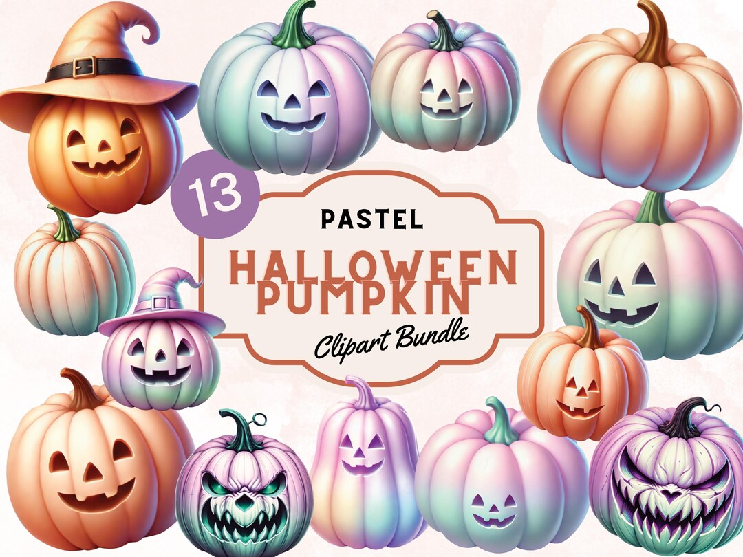 Pastel Halloween Pumpkin Clipart Bundle Jack O Lantern Pumkins ...