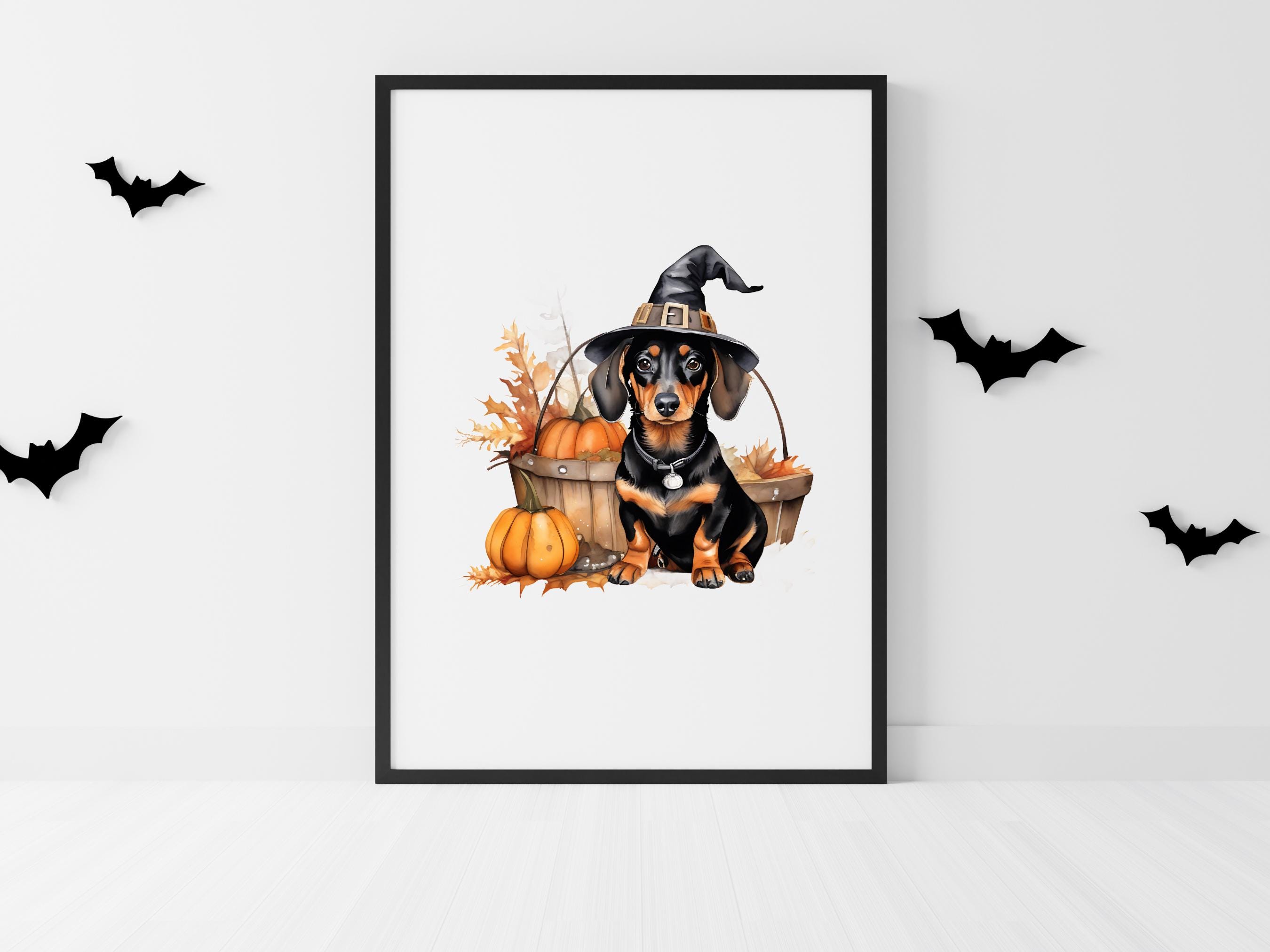 Halloween Dachshund Watercolor Clipart | Dachshund Halloween Clipart ...