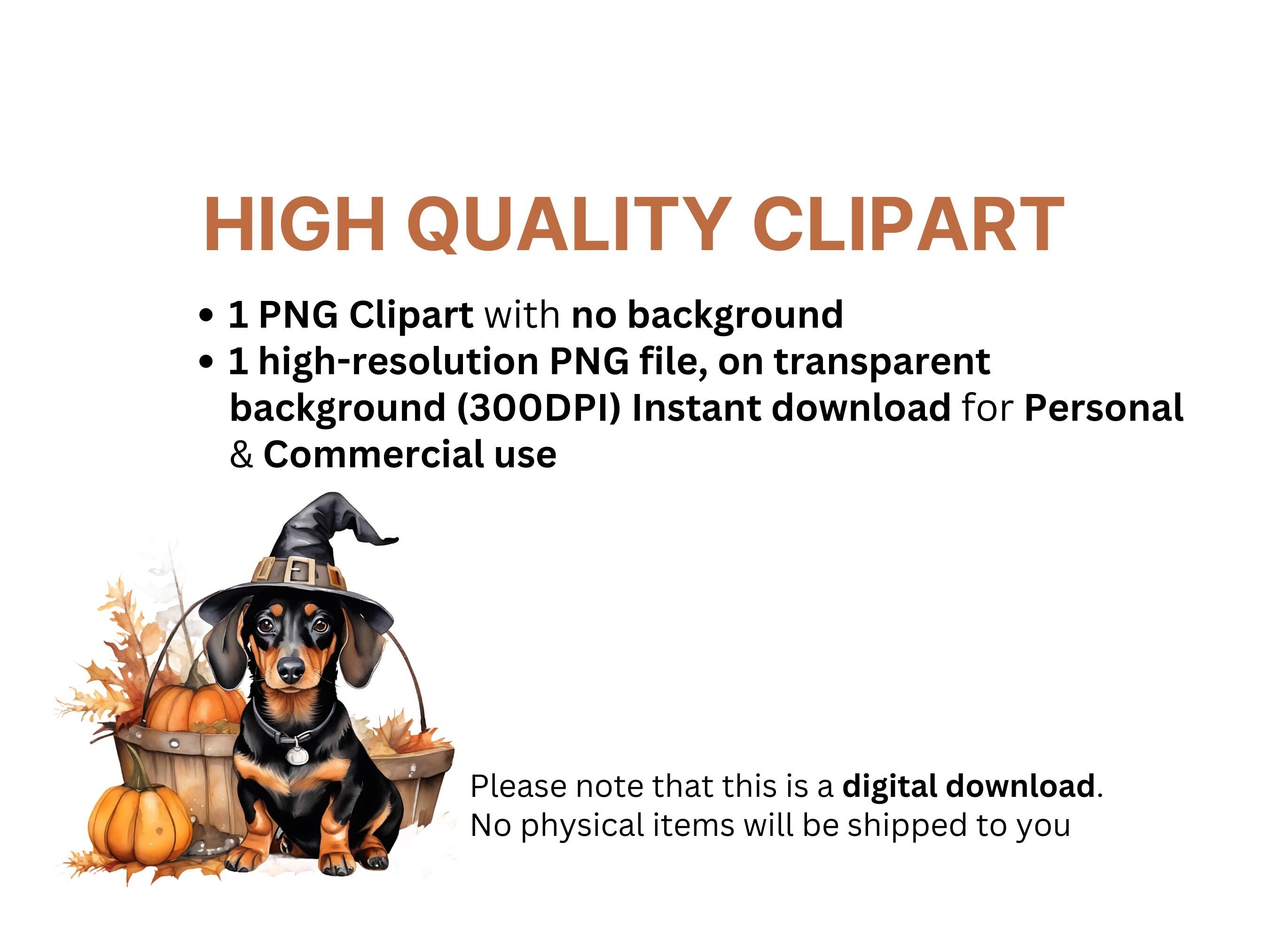 Halloween Dachshund Watercolor Clipart | Dachshund Halloween Clipart ...