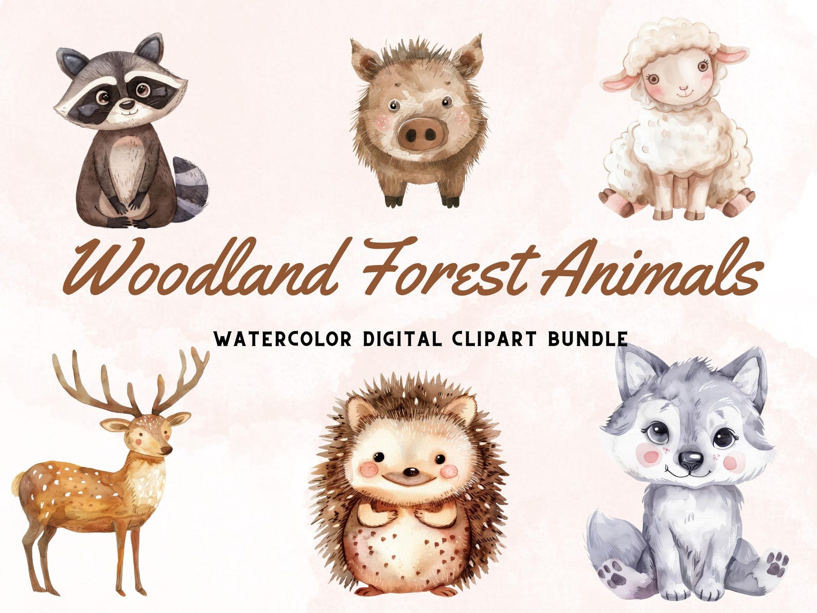 Boho Woodland Animals Watercolor Clipart Forest Animals Clip Art Fox ...